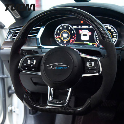 350mm Volkswagen Steering Wheel Carbon Fiber Black PU Leather