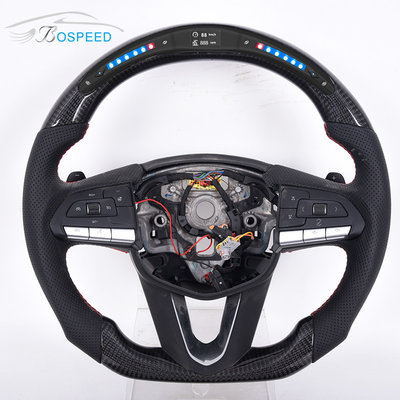 Custom LED Leather Ct6 Steering Wheel Sports Cadillac White Stitch